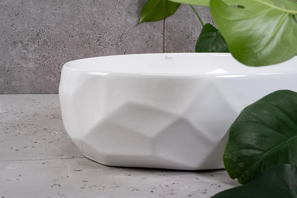 Rea Maya, keramické umyvadlo na desku 600x390x150 mm, bílá lesklá, REA-U5660