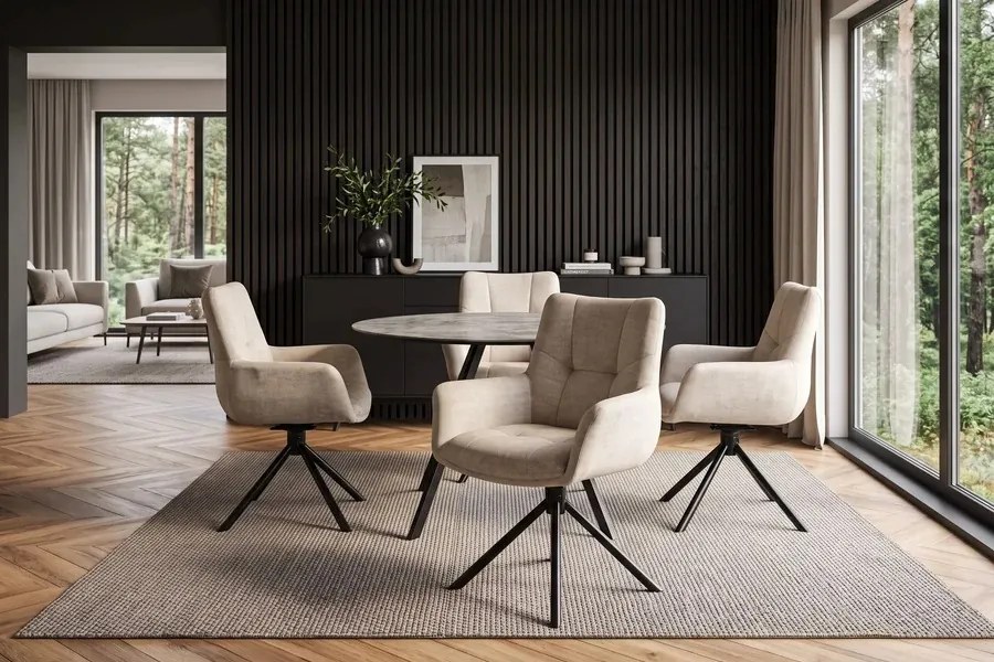 Designová otočná židle Vondila béžový samet