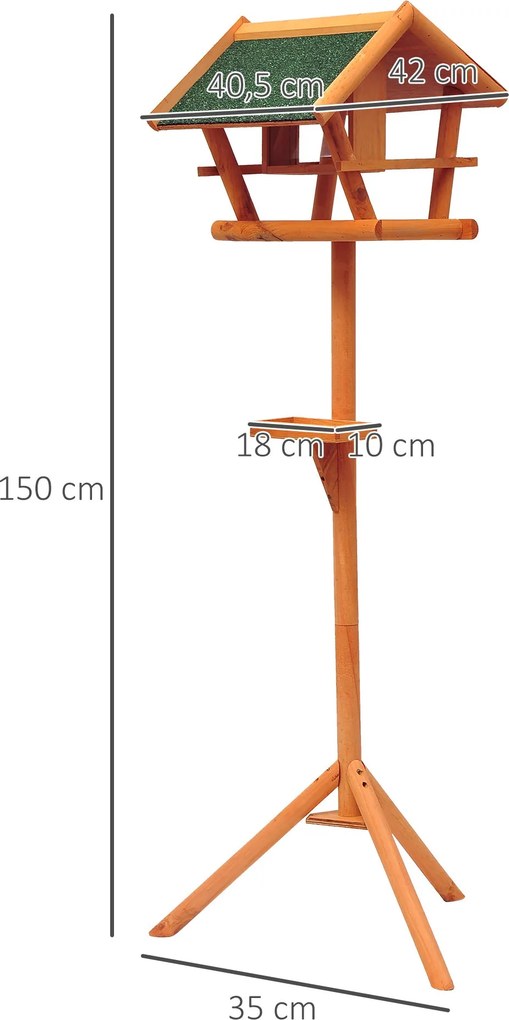PawHut HOMCOM Krmítko pro divoké ptáky na stojanu s miskou, dřevěné krmítko pro venkovní použití 150 cm