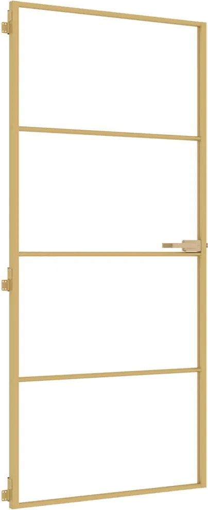 Interiérové dveře úzké zlaté 93x201,5 cm tvrzené sklo a hliník 155134