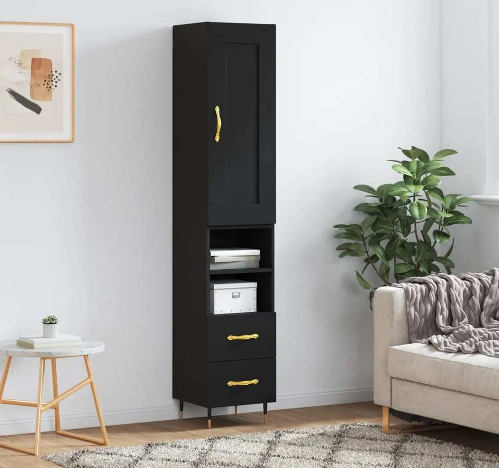 vidaXL Skříň highboard 34,5 x 34 x 180 cm kompozitní dřevo [3200248] Barva: Betonová šedá