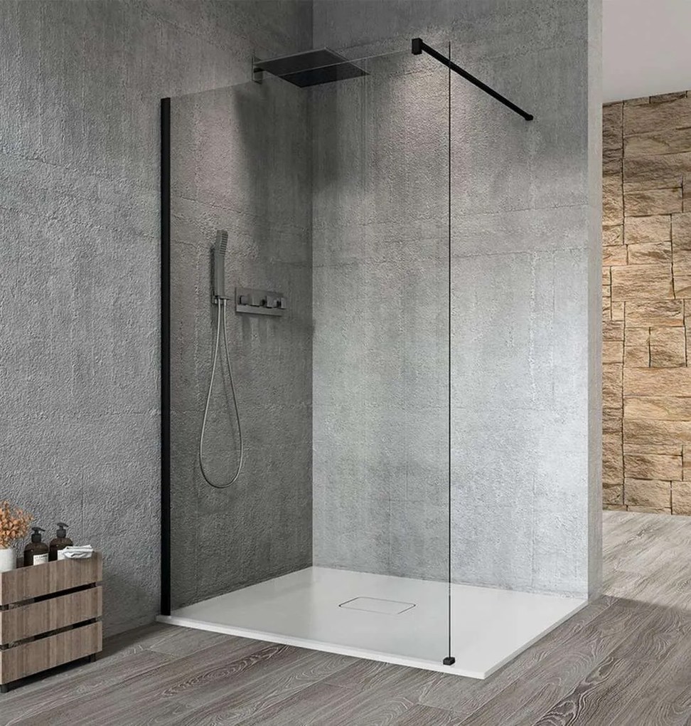 Gelco Vario - Sprchová stěna Walk-In, 90x200 cm, Coated glass, matná černá/čiré sklo GX1290GX1014