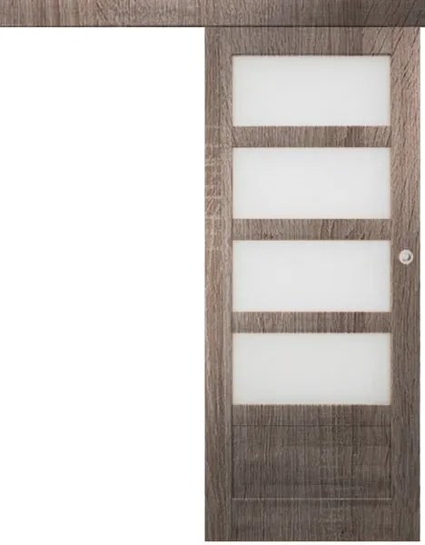 posuvné interiérové dveře na stěnu vasco doors BRAGA model 5 Průchozí rozměr: 70 x 197 cm, Orientace dveří: Levé dveře, Dekor: Dub Santa