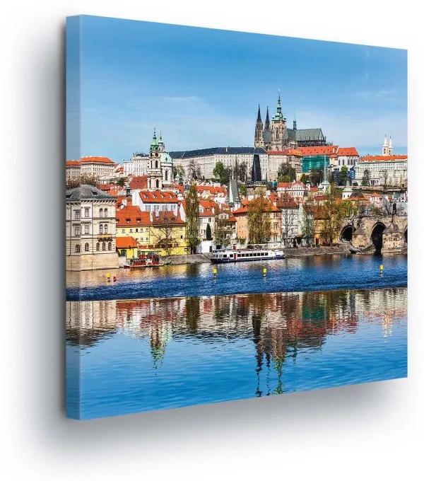 GLIX Obraz na plátně - Odraz Města na Hladině Jezera 40x40 cm