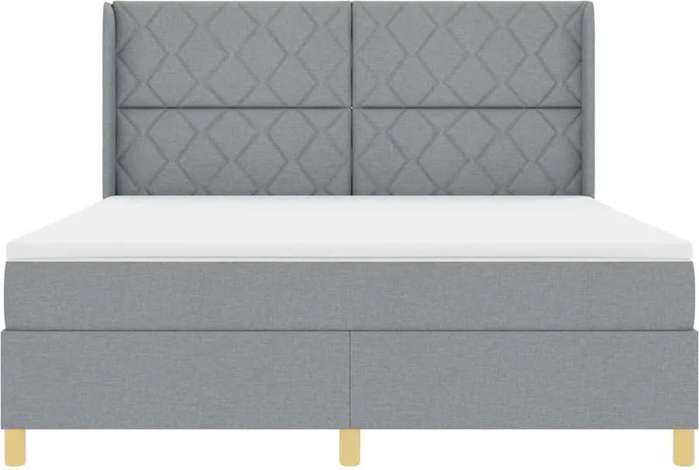 Postel s boxspringem s čelo Světle šedá 180 x 200 cm textil 3341910