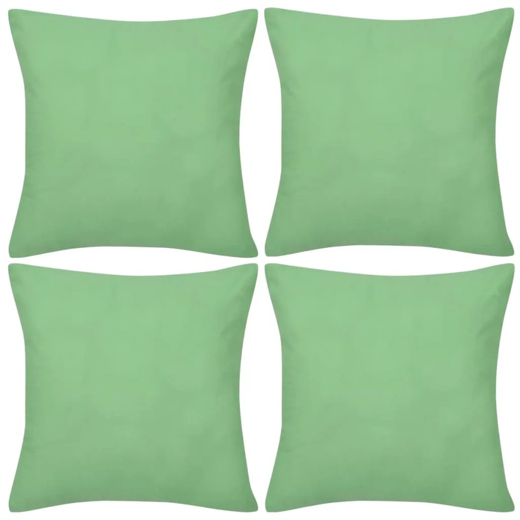 130925 vidaXL 4 jablkově zelené povlaky na polštářky bavlna 40 x 40 cm