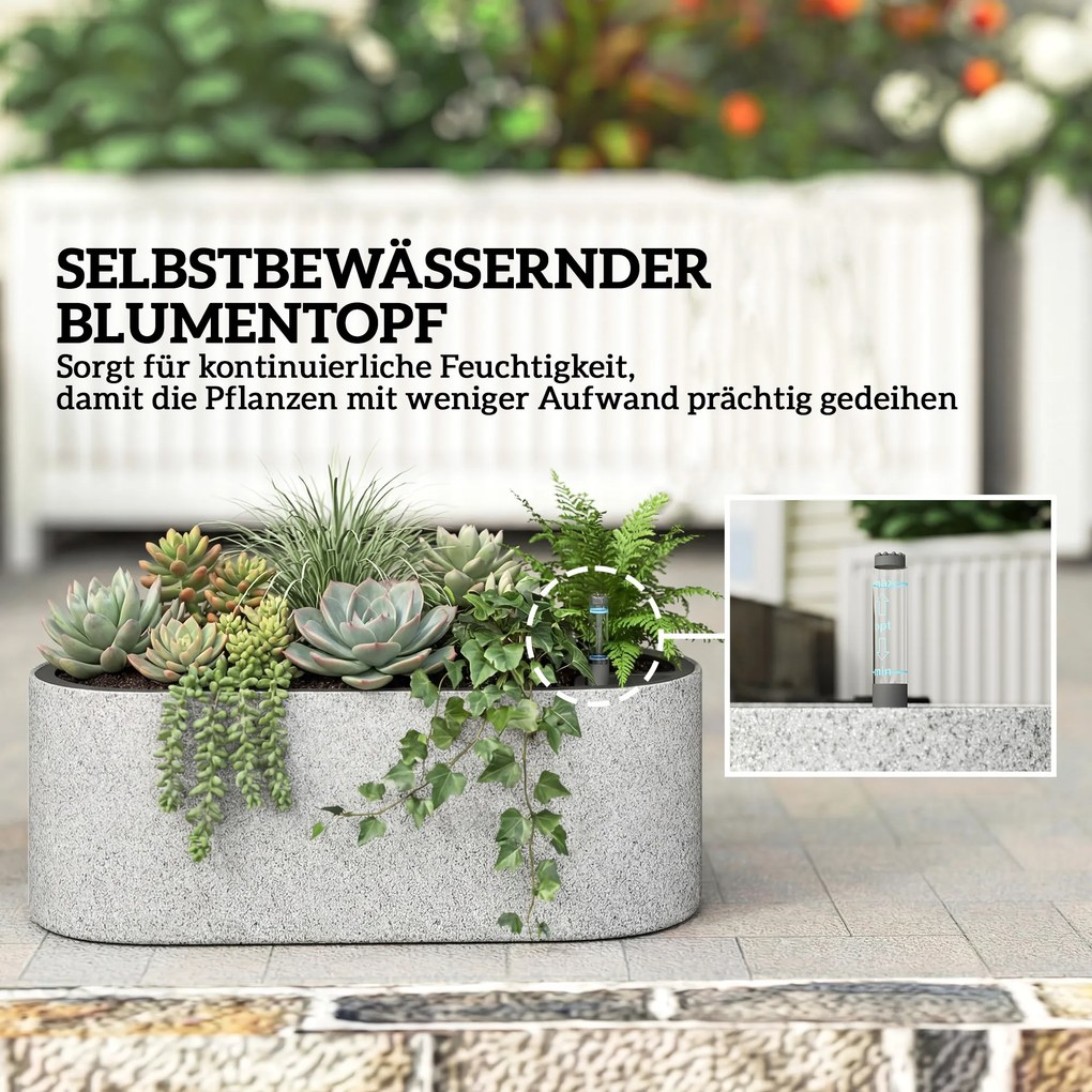 Outsunny sada 2 závěsných květináčů s drenážním systémem Háček s otvorem 42 x 16 x 15 cm Světle šedý