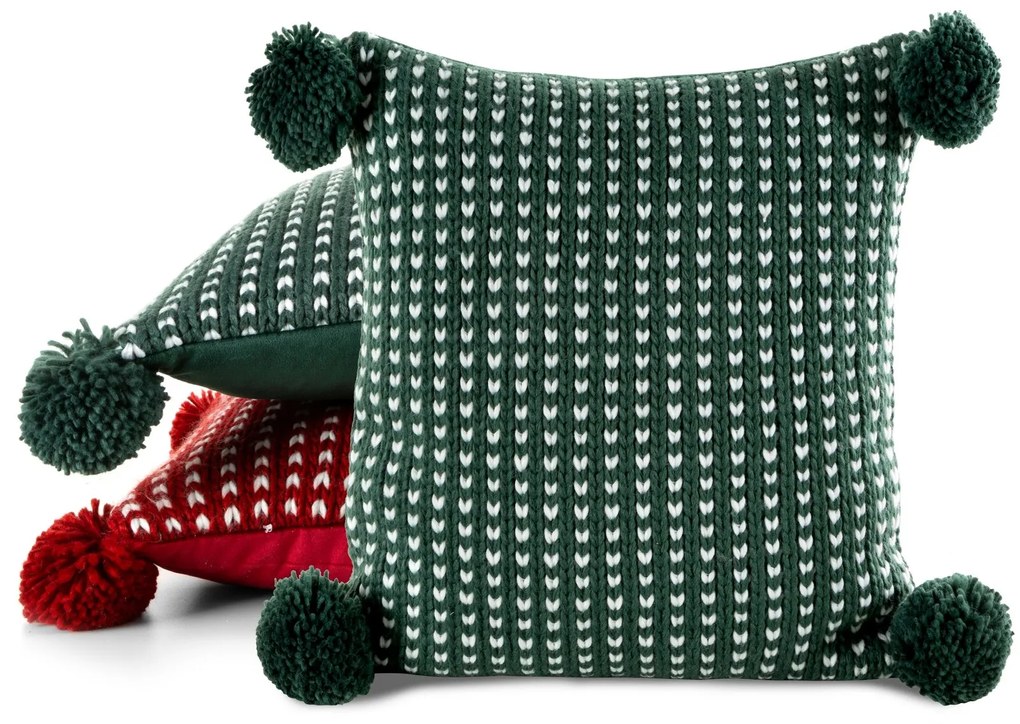 VÁNOČNÍ DEKORAČNÍ POVLEK NA POLŠTÁŘ SWEATER 45X45 CM ZELENÁ
