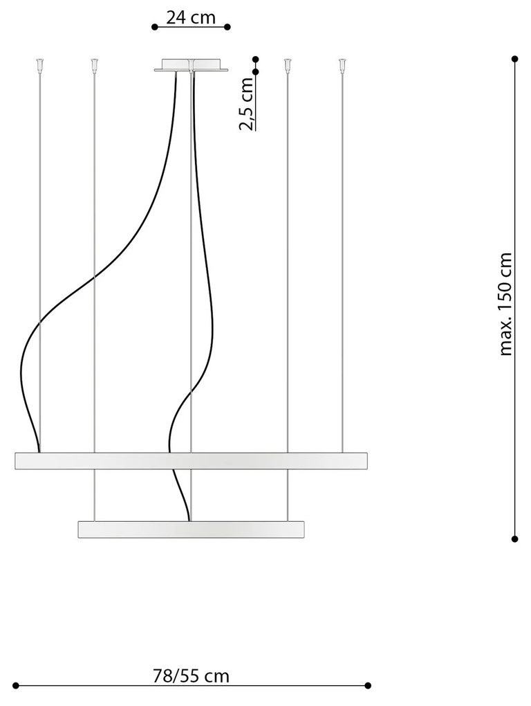 Lustr RIO 2 55/78 černá LED 4000K