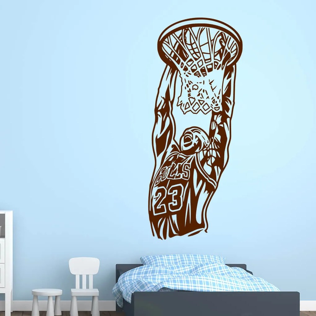 Živá Zeď Samolepka na zeď Michael Jordan Barva: hnědá, Velikost: 100 x 42 cm