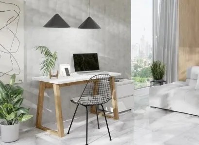 Mdx Kancelářský stůl LOFT FIGATE, 130 cm Bílá/Dub Artisan