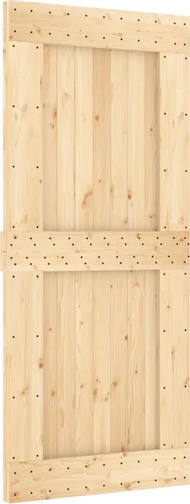 vidaXL Posuvné dveře s kováním 90 x 210 cm masivní borové dřevo [3203263]