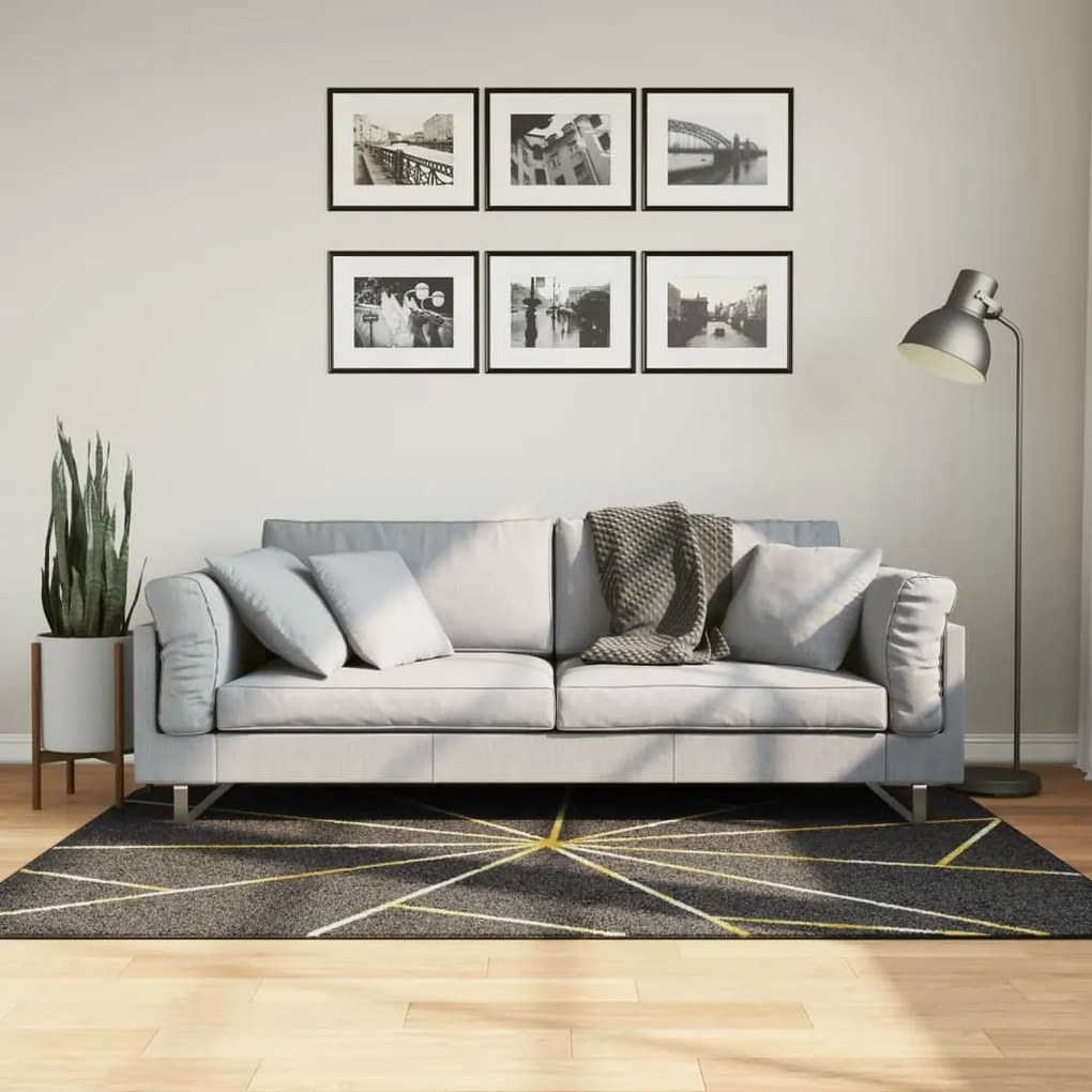 Koberec pratelný černý a zlatý 120 x 180 cm 136617