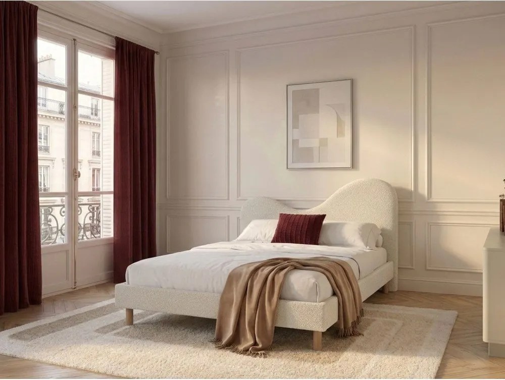 Bílá čalouněná čalouněná dvoulůžková postel s roštem 180x200 cm Celina – Bobochic Paris