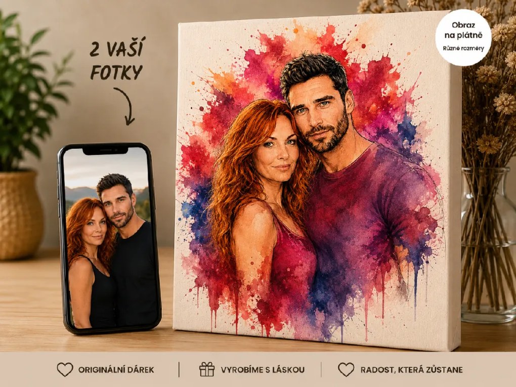 Foto obraz z vlastní fotky na plátno – Akvarelová exploze Rozměry obrazu: 40 x 50 cm