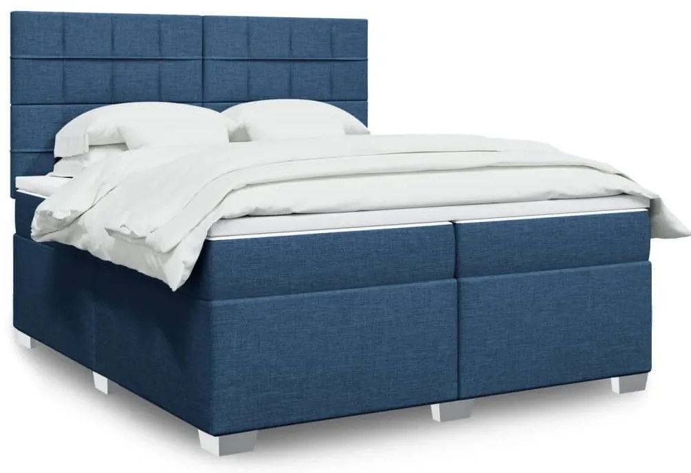 Box spring postel s matrací modrá 200x200 cm textil 3292901