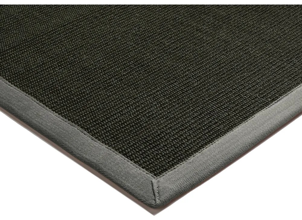 Bighome - Lemovaný Sisal koberec 68x240cm - čierna/sivá - lemovaná/ľanovaná