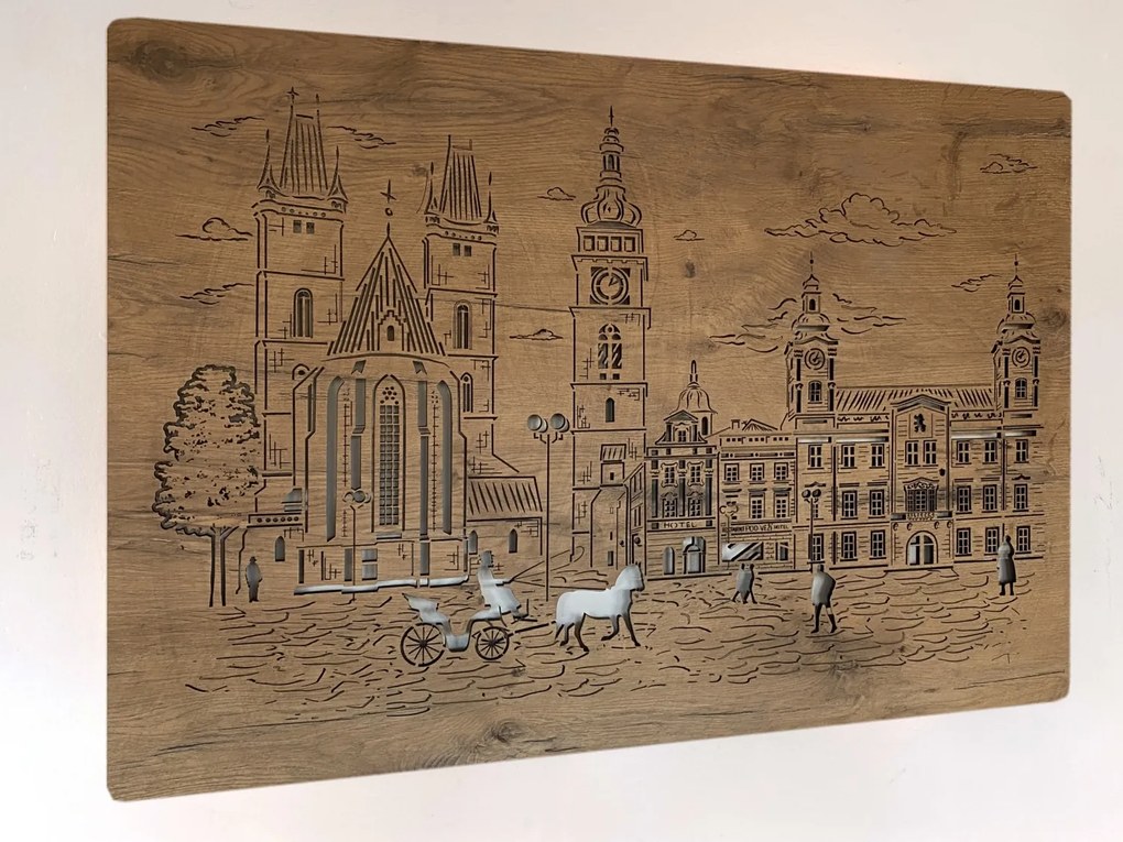 Li-Go "Hradec Králové" světelný obraz 230V 100x70cm provedení povrchu: dub