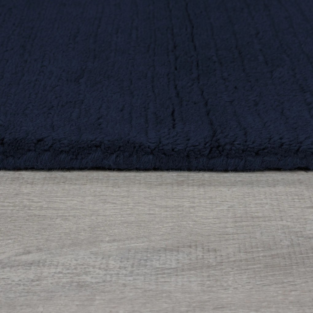 Flair Rugs, Kusový ručně tkaný koberec Tuscany Textured Wool Border Blue, 200x290, modrá, ložnice