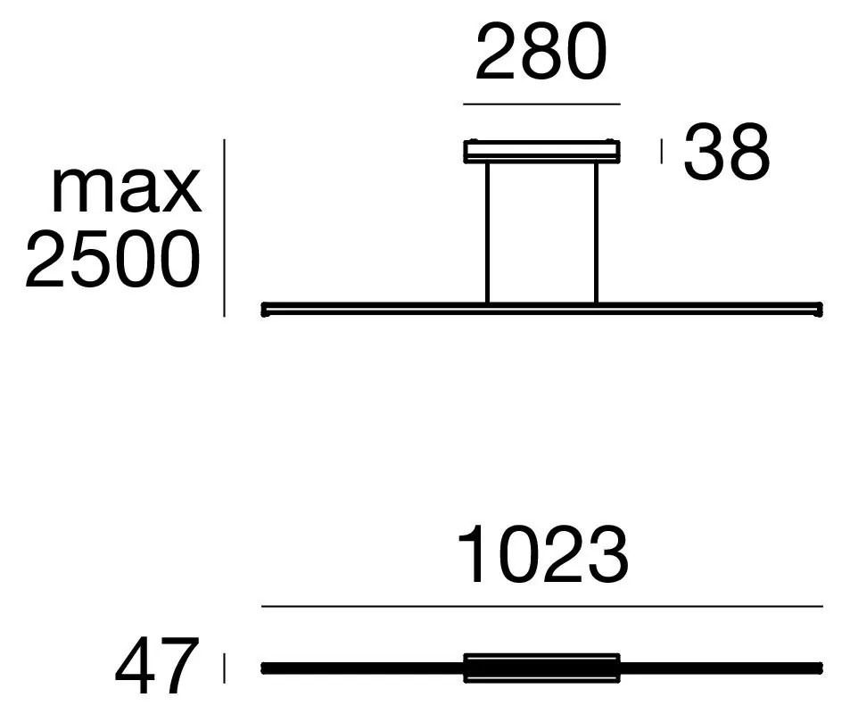 Linea Light 8505 Straight_P1, chromové subtilní svítidlo nad stůl, 11W LED 2700K, délka 102cm