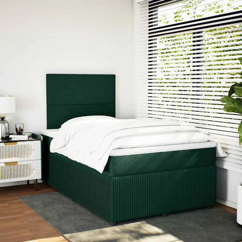 Box spring postel s matrací tmavě zelená 120x190 cm samet 3294583