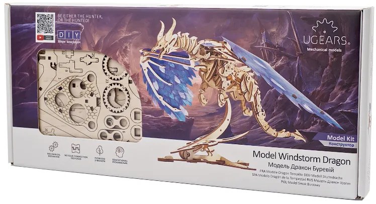 Ugears 3D dřevěné mechanické puzzle Vířící drak