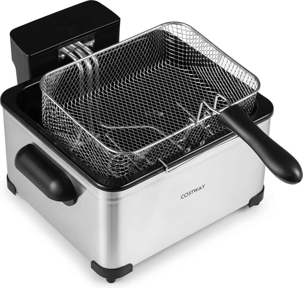 Costway Digitální fritéza s olejem 5 L 1700 W nerezové hrnce na smažení hranolků