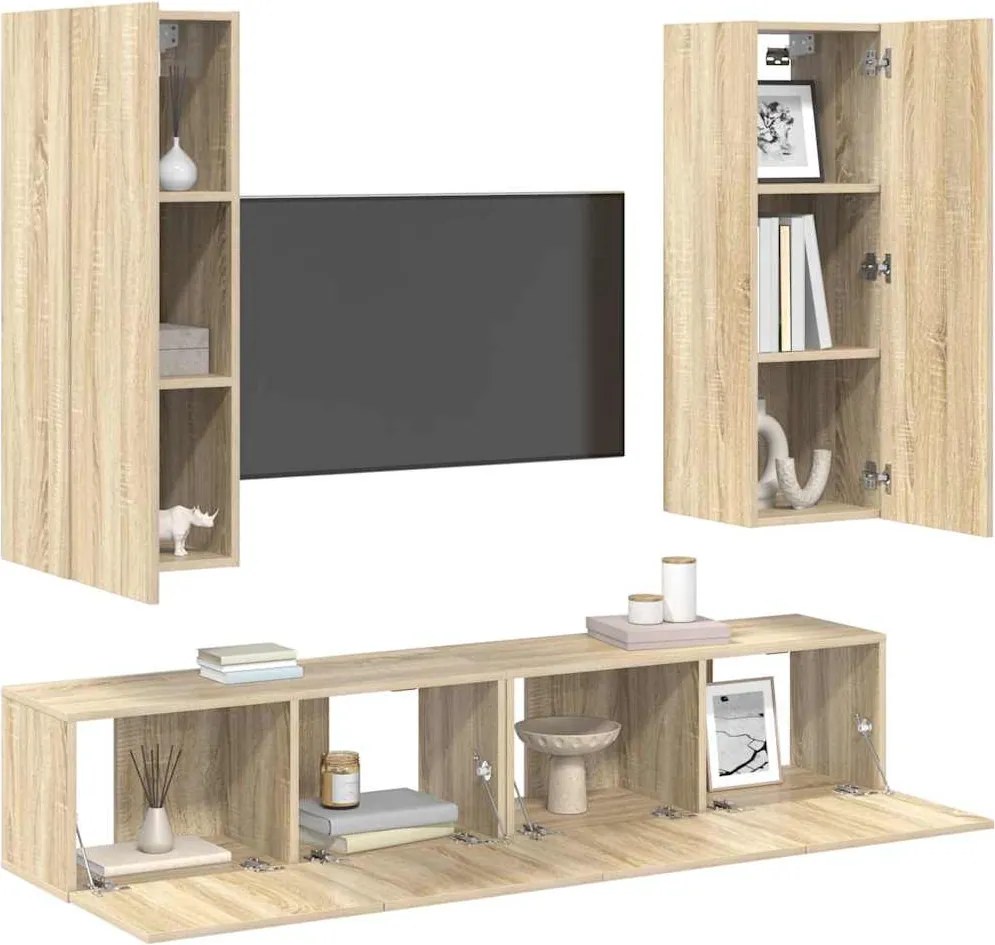 4dílný set TV skříněk dub sonoma kompozitní dřevo 3078981