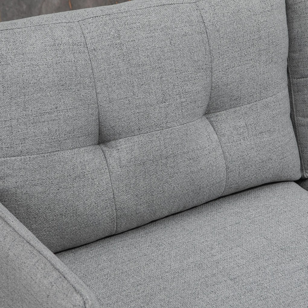 HOMCOM Dvoumístná pohovka loveseat s polštáři ve vzhledu lnu, dvojsedák do obývacího pokoje a ložnice, šedá, 139 x 68 x 76 cm | Aosom.de