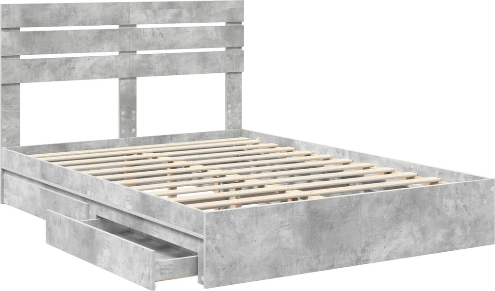 Postel s úložným prostorem s čelo Betonově šedá 150 x 200 cm 3411561