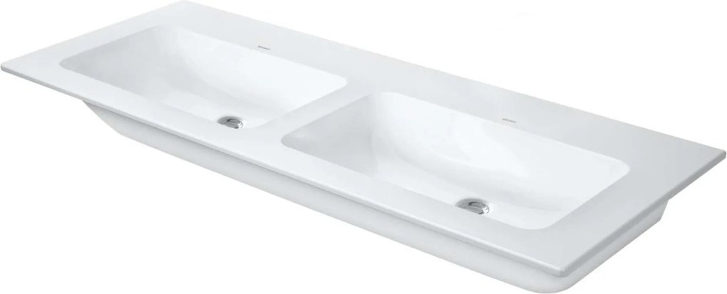 Duravit ME by Starck - Dvojumyvadlo 130x49 cm, s přepadem, bez otvoru pro baterii, DuraShield, bílá 233613AA60