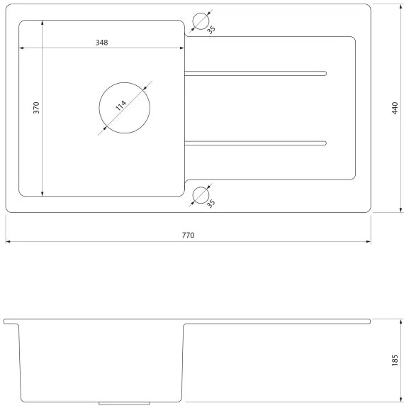 Samona - Kuchyňský dřez SAMONA 77x44 cm granit/černá