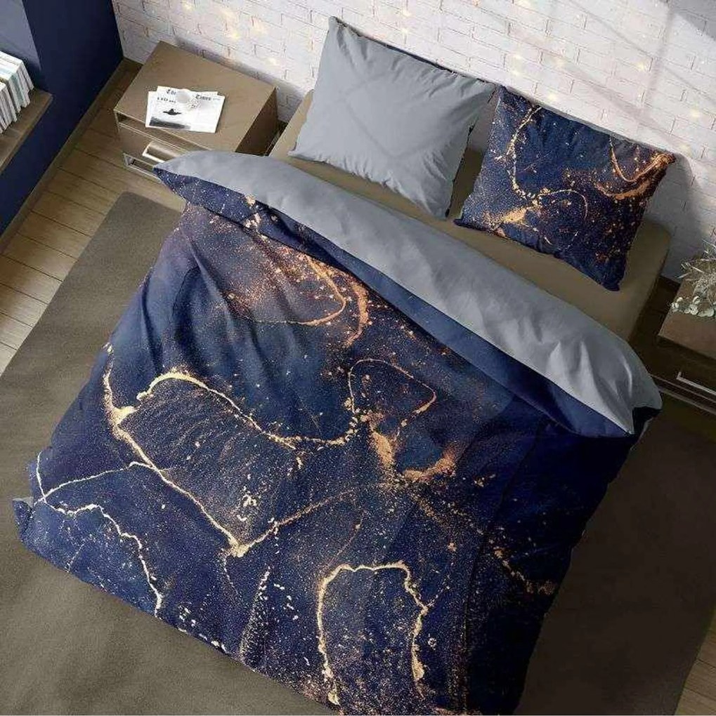 FARO Povlečení bavlněný satén Minerál Blue Bavlna - Satén, 140/200, 70/90 cm