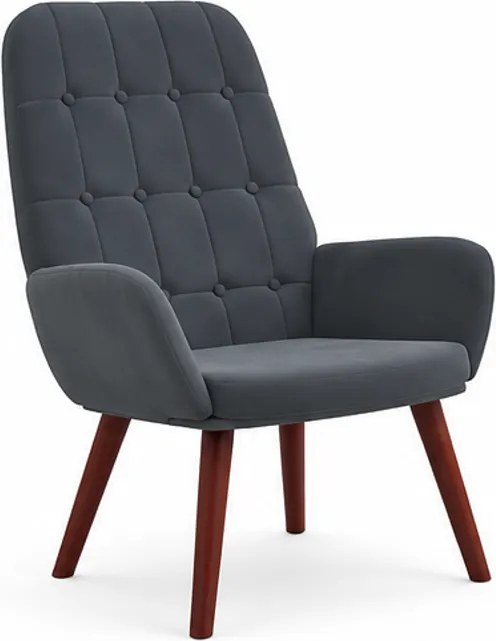 relaxační křeslo, odpočinkové, dřevo/kov/textil, 96x69x78 cm, nohy tmavé/tmavě šedá, Dekorino KR20260046