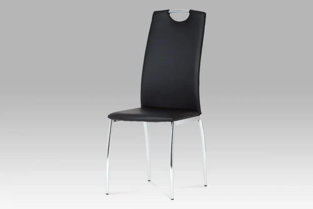 Jídelní židle koženka černá / chrom DCL-419 BK Autronic