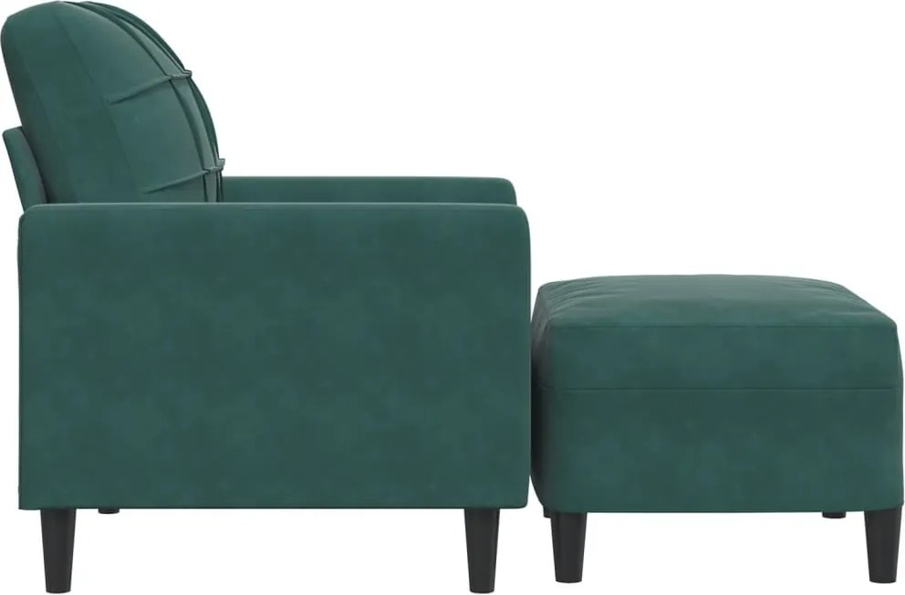 Křeslo s podnožkou tmavě zelené 60 cm samet 3278259
