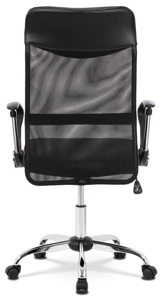 Autronic Kancelářská židle s podhlavníkem z ekokůže, potah černá látka  MESH a síťovina