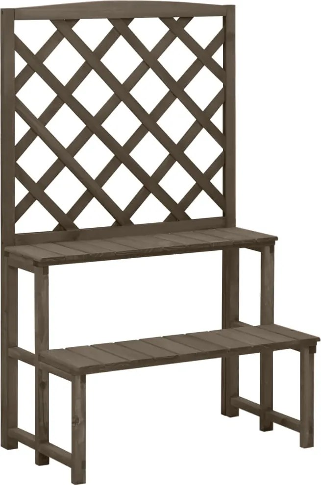 Stojan na květiny s treláží šedý 70 x 42 x 115 cm masivní jedle 316414