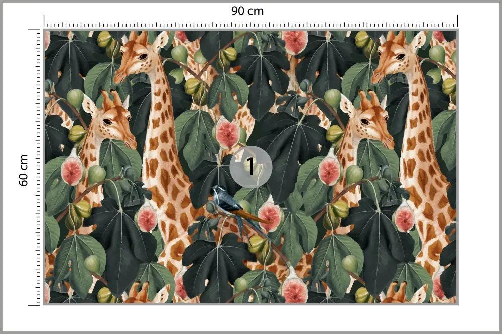 Fototapeta Žirafy Uprostřed Listů Vliesová tapeta 180x120