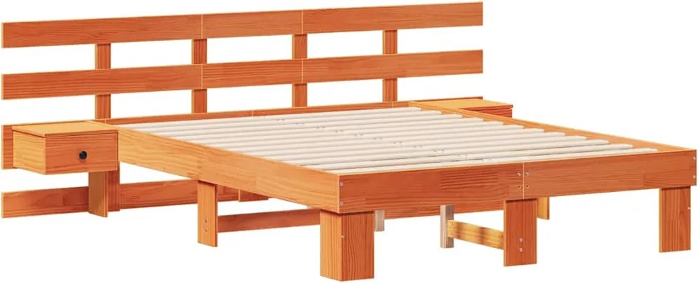 Rám postele s čelo Hnědá 120 x 190 cm Masivní borové dřevo 3385702
