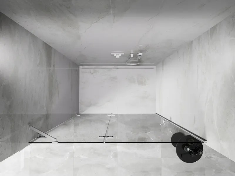 Mexen, Mexen Lunar levé otočné sprchové dveře 140 cm, transparentní, bílé - 834-140-000-20-00-L