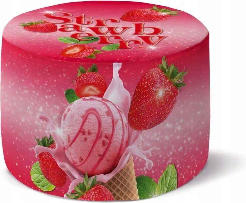 Růžová Taburet Strawberry Jahody 35 x 25 cm Křeslo Stůl Podnožka Prázdninová