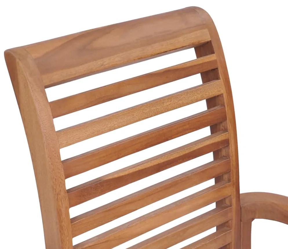 Jídelní židle 8 ks taupe podušky masivní teak,  3072996