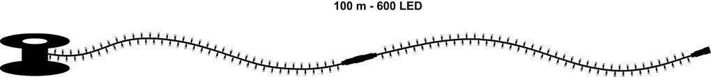 LED světelný řetěz 100 m, teple bílá, 600 diod, IP67, Easy Fix