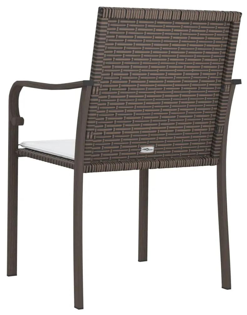Zahradní židle s poduškami 6 ks hnědé 56 x 59 x 84 cm polyratan,  3187074