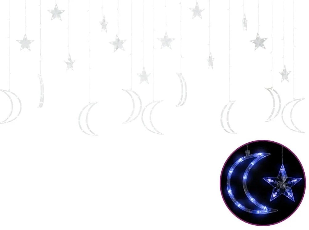 vidaXL Pohádková světla hvězda a měsíc ovladač 345 LED modrá