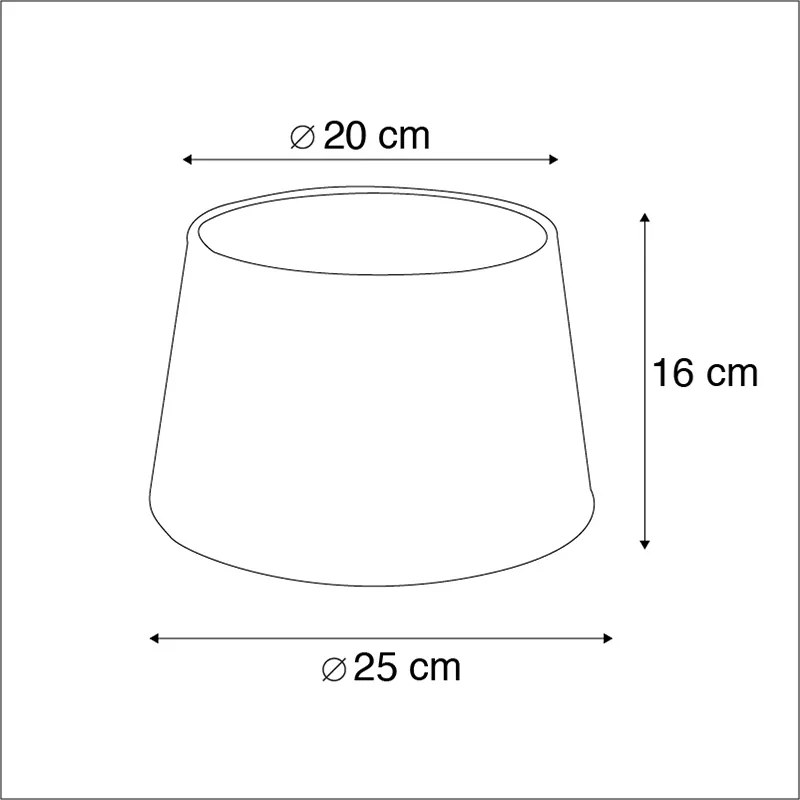 Stínidlo z bavlny černé se zlatým vnitřkem 25/20/16