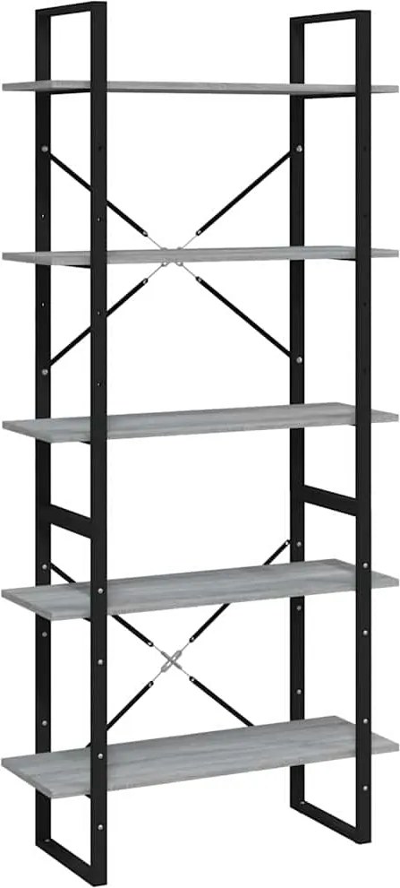 Knihovna s 5 policemi šedá sonoma 80x30x175 cm kompozitní dřevo 3114017
