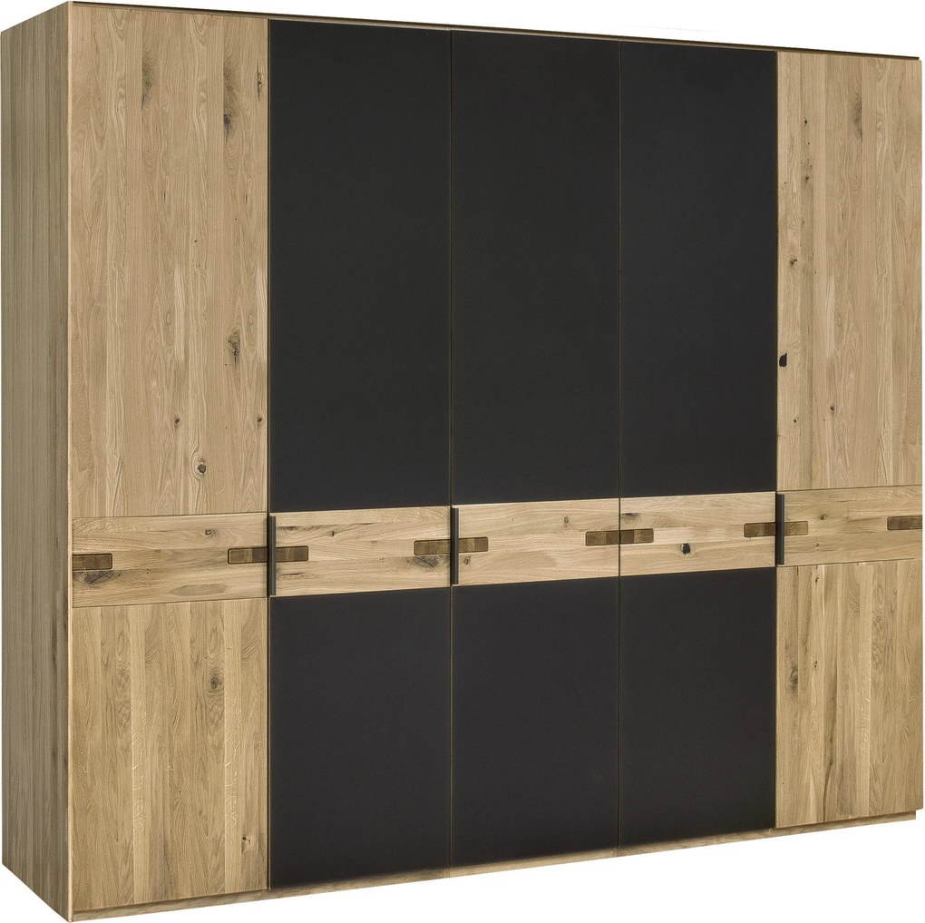 XXXLutz ŠATNÍ SKŘÍŇ S OTOČNÝMI DVEŘMI, dub, antracitová, dub bianco, 247/214/61 cm Linea Natura - Šatní skříně - 000891001102