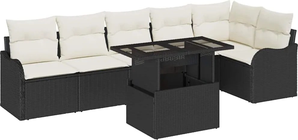 Set pohovek 7 ks Černá Poly ratan 3348473